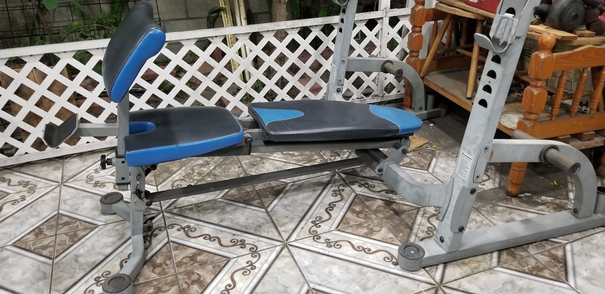 Nautilus heavy duty Olympic bench press and squat rack with preacher ...