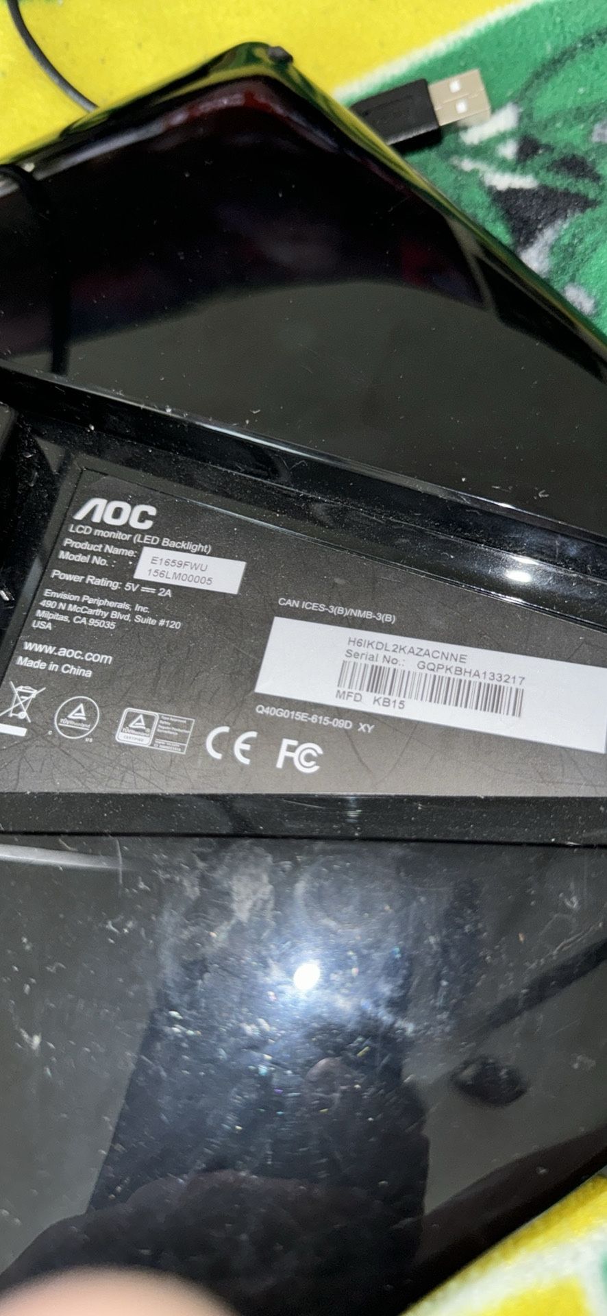 AOC External Travel Monitor 15.6” Screen for Sale in Laguna Niguel, CA ...