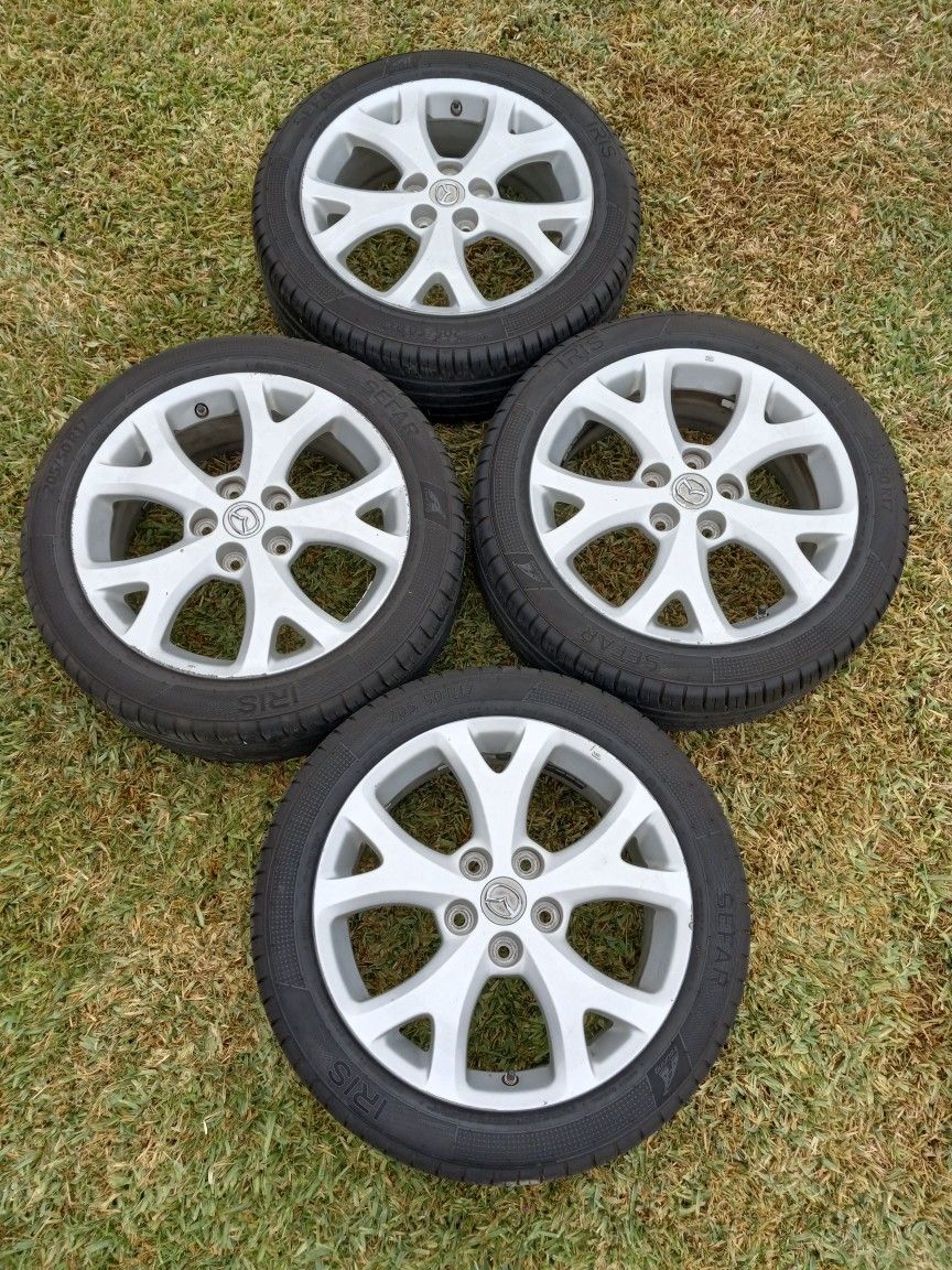 MAZDA 17" OEM RIMS AND TIRES 205/50/17 WITH LIKE 80% LIFE LEFT (5 X 114 ...