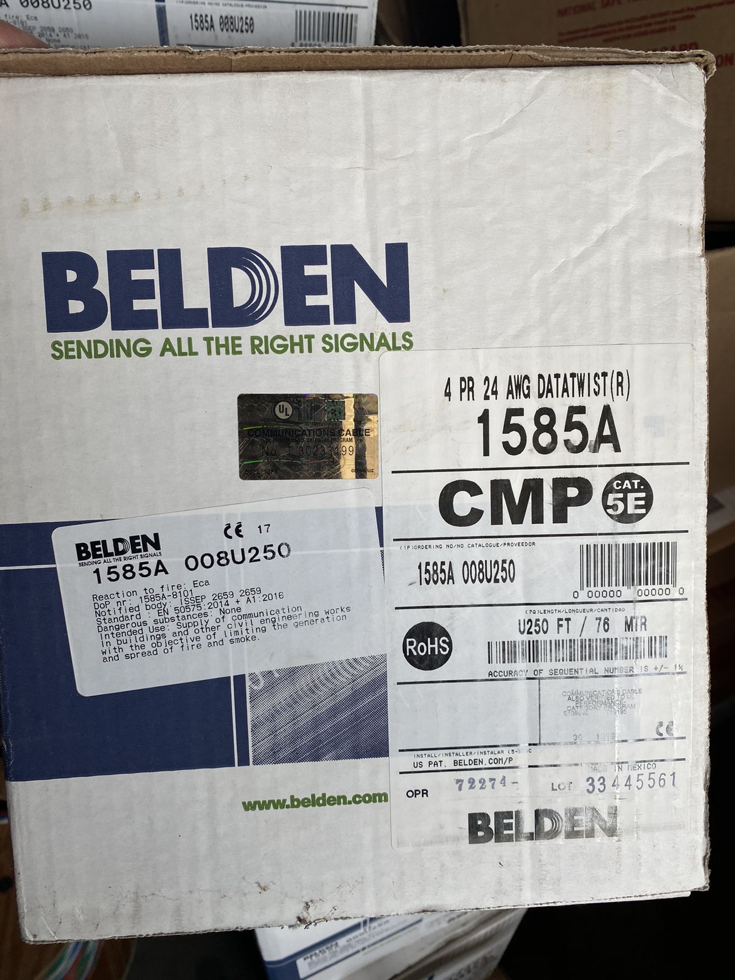 Belden CAT 5e cable 8 boxes 250 ft each for Sale in Hemet, CA - OfferUp