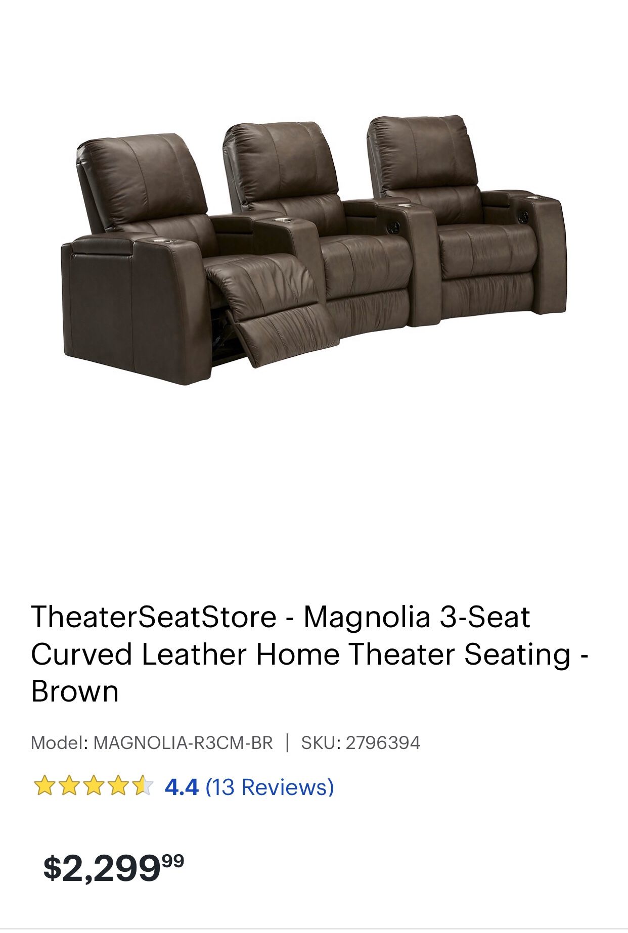 Theater seat store - Magnolia curves leather home theater seating Black ...