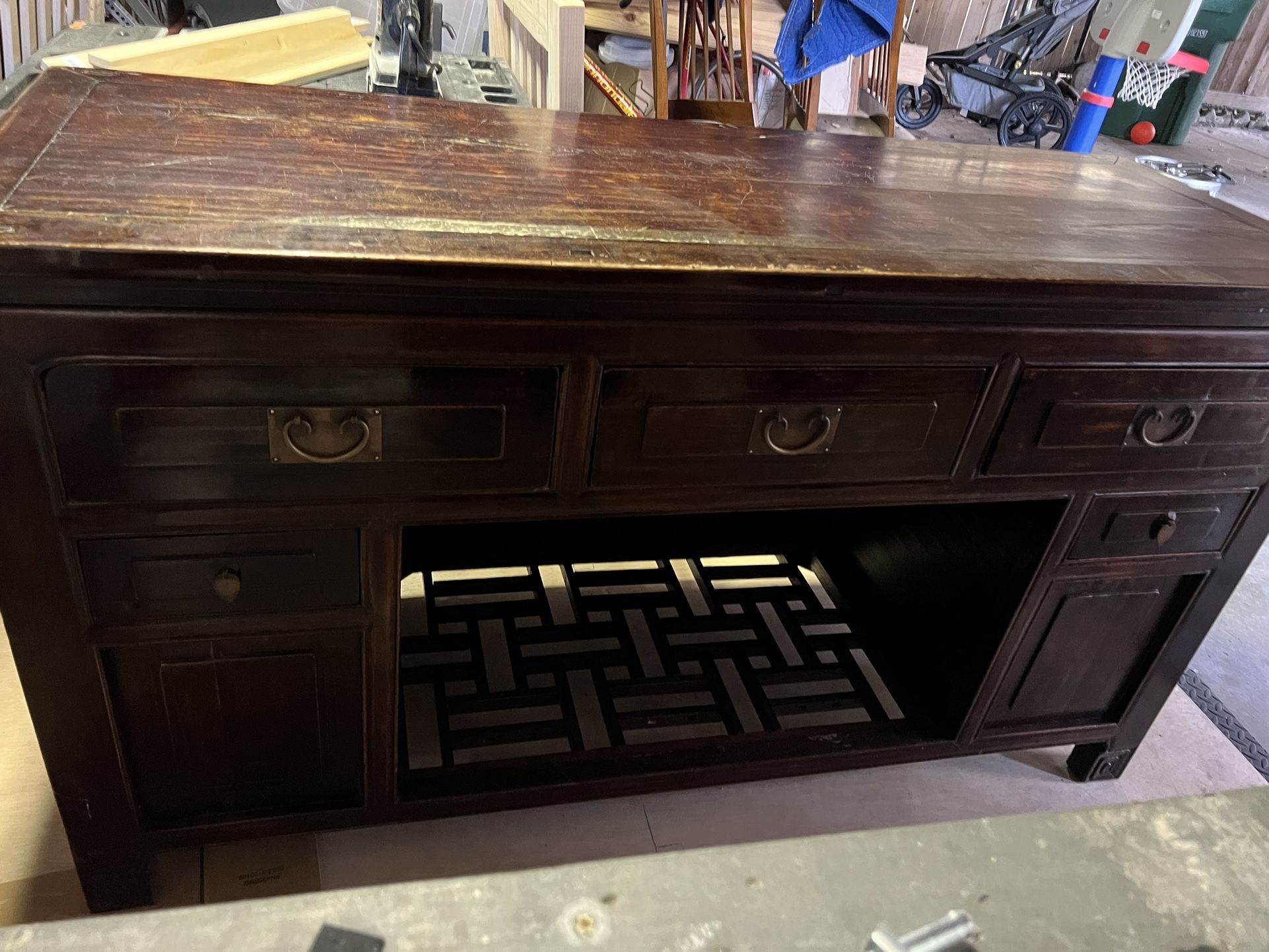 Real Wood Antique Buffet Table for Sale in Houston, TX - OfferUp
