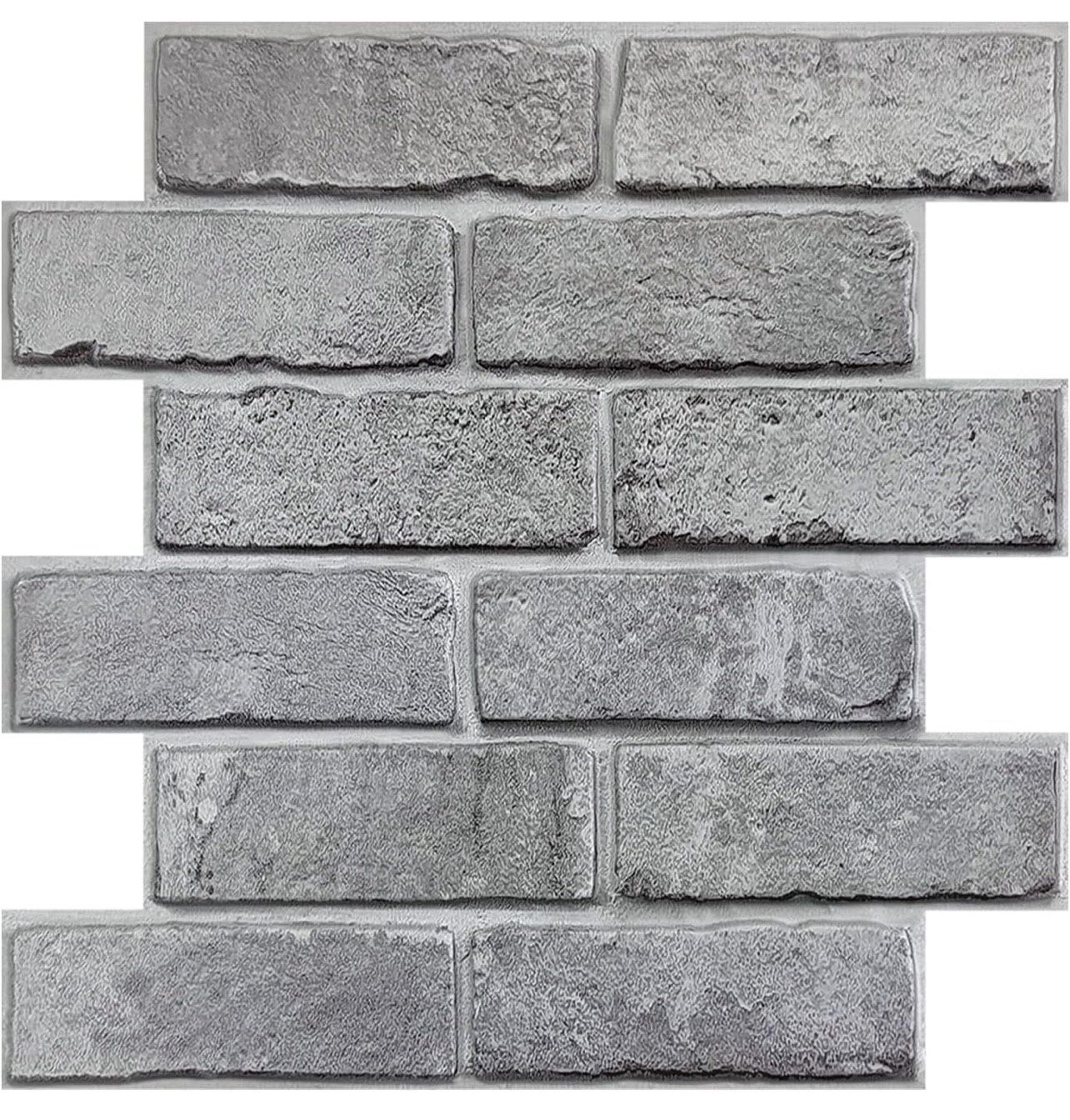 3D Gray Brick Wall Panel, Peel and Stick Brick Tiles, 10 Pcs of 12"X12 ...