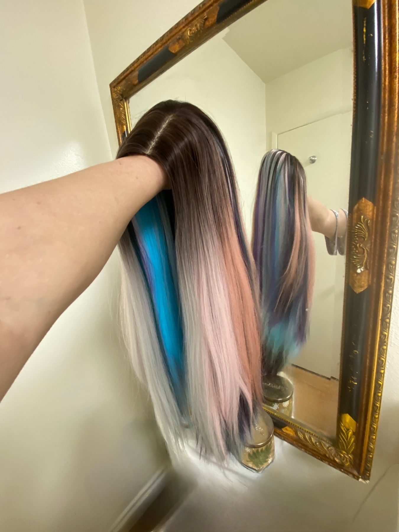 30” Beautiful Pastel Rainbow Colorful Straight Hair Long Synthetic Wig ...