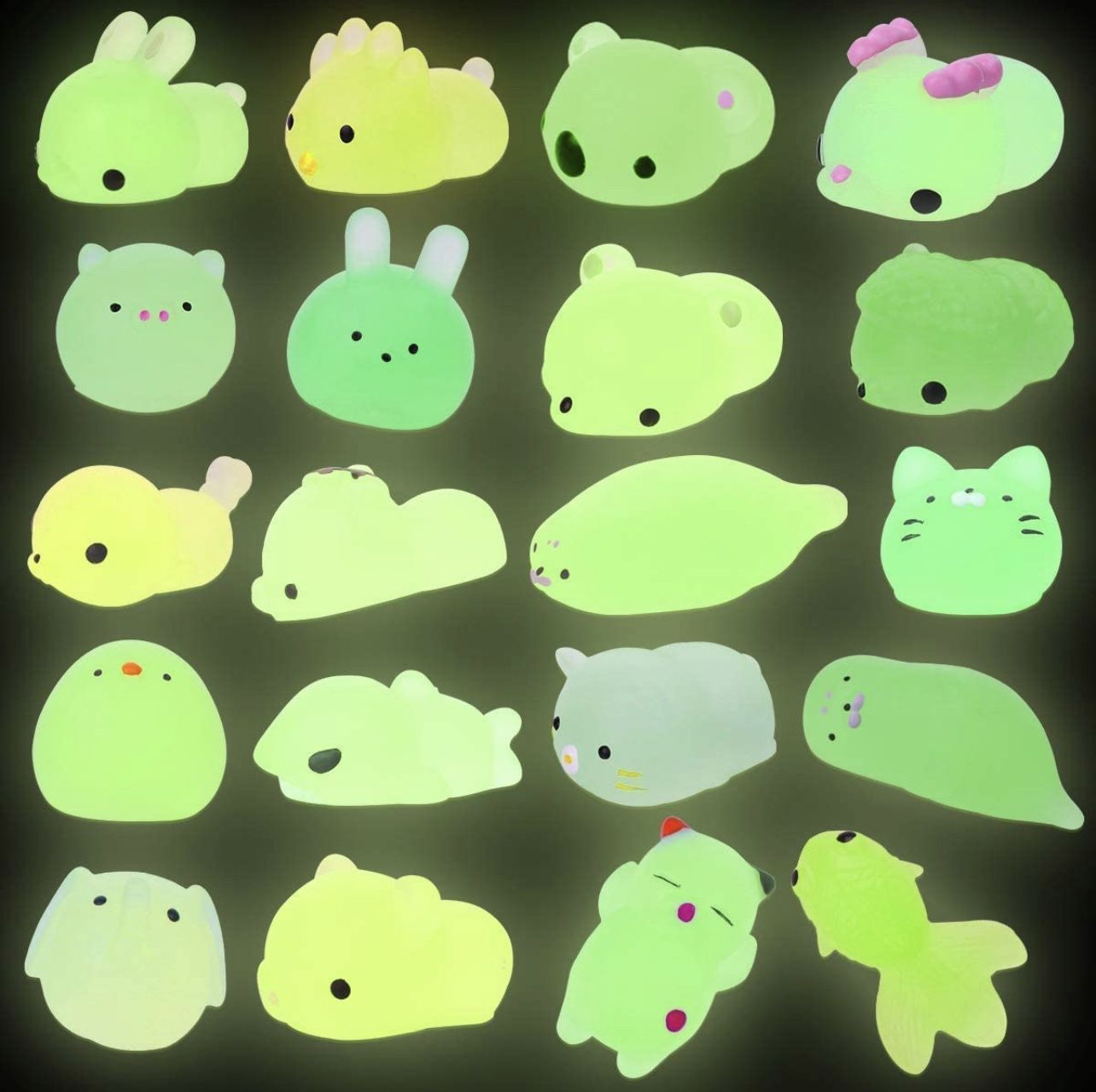 New Glitter Squishies 20pcs Glow in The Dark Animals Squishy Kids ...