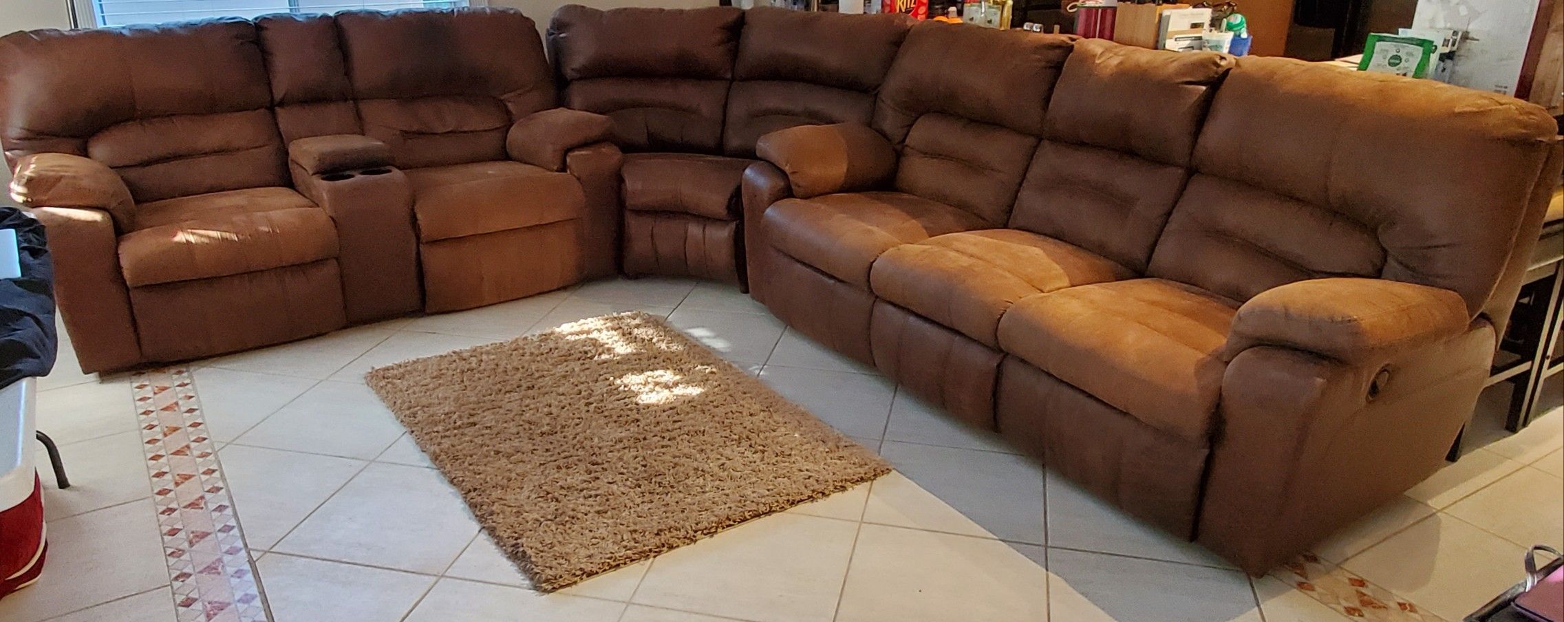 Microfiber Wrap Around Sectional Couch w/ recliners for Sale in Orlando ...