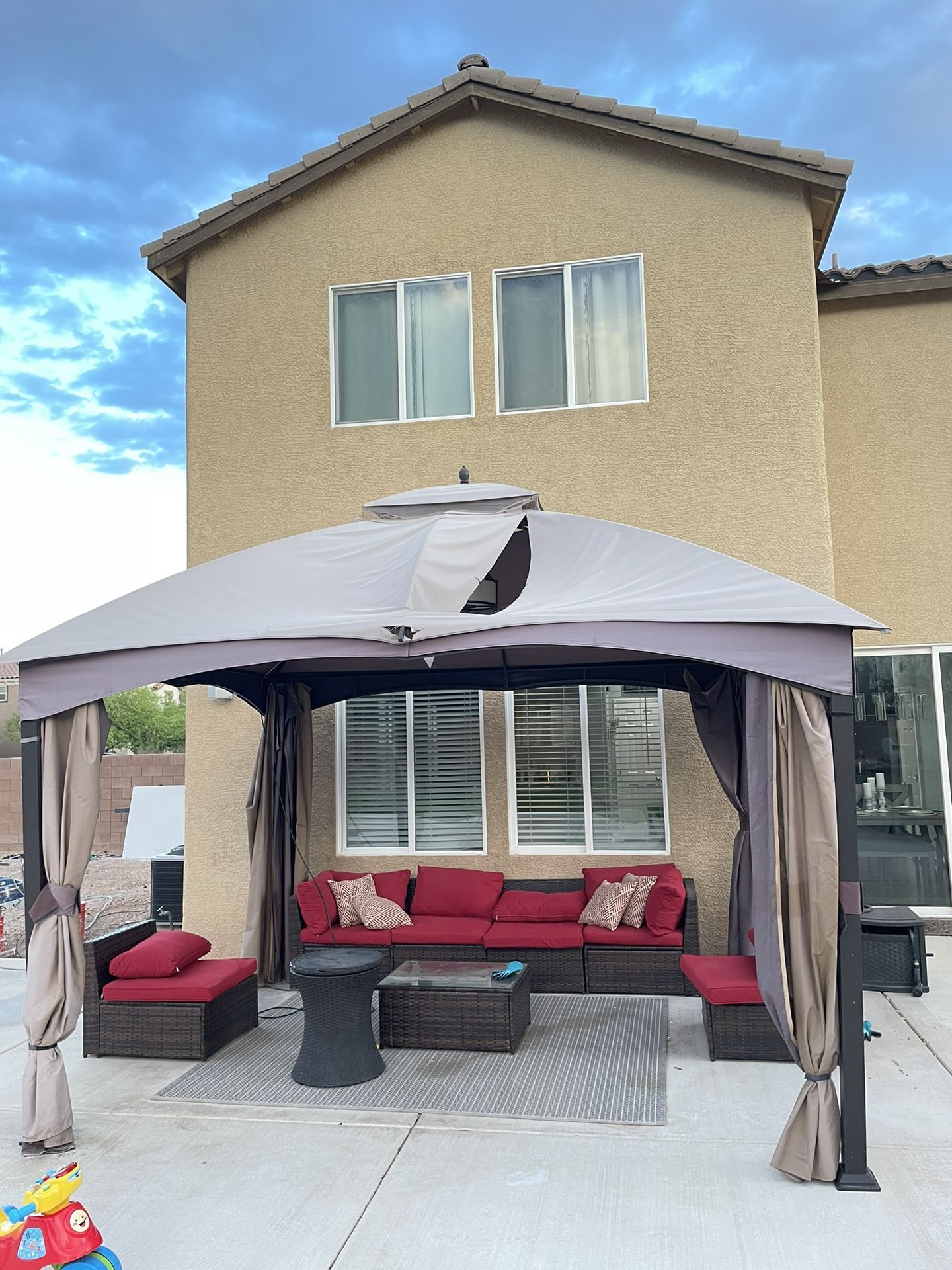 ALLEN + ROTH Brown Metal Rectangle Screened Gazebo (FRAME ONLY) for ...