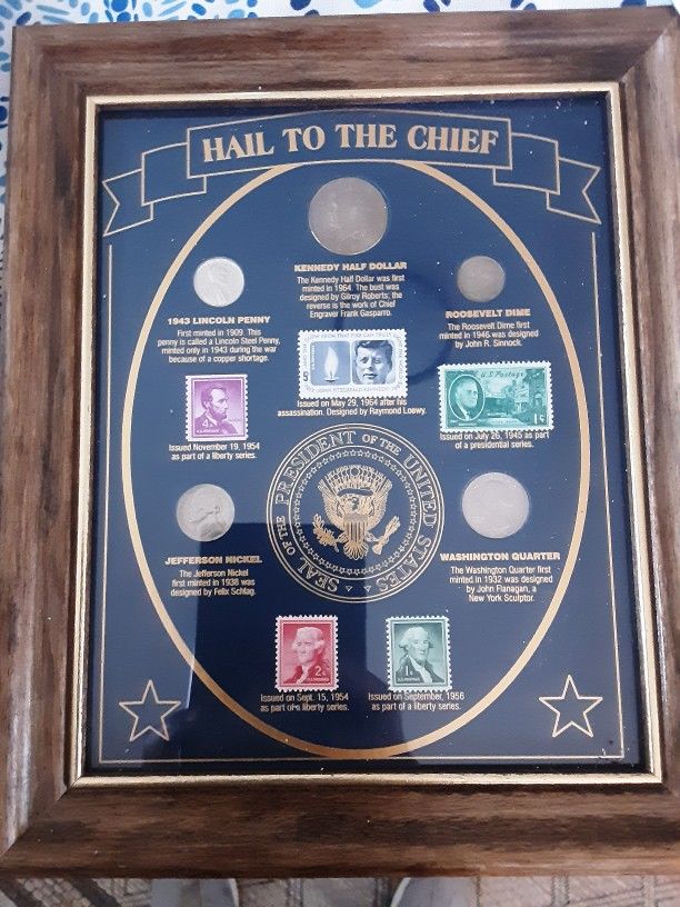 Hail To Chief Coin And Stamp Collection Frame New With Authentication ...