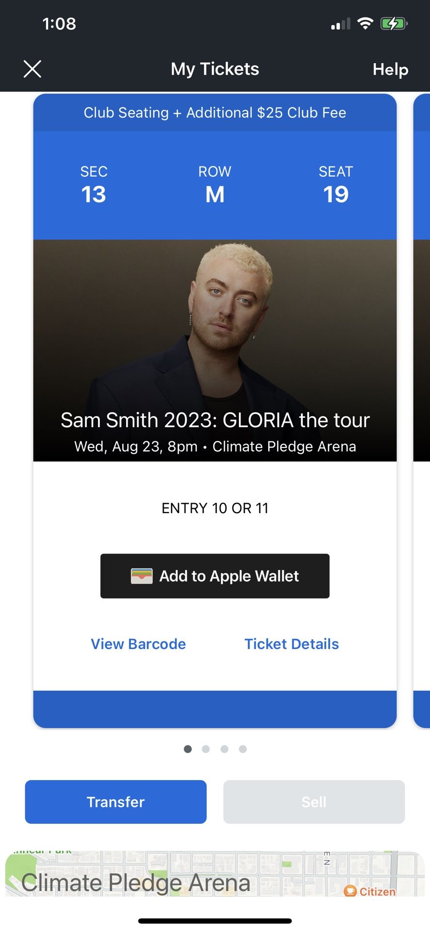2 Club-Level Tickets for Sam Smith Gloria Tour for Sale in Seattle, WA ...