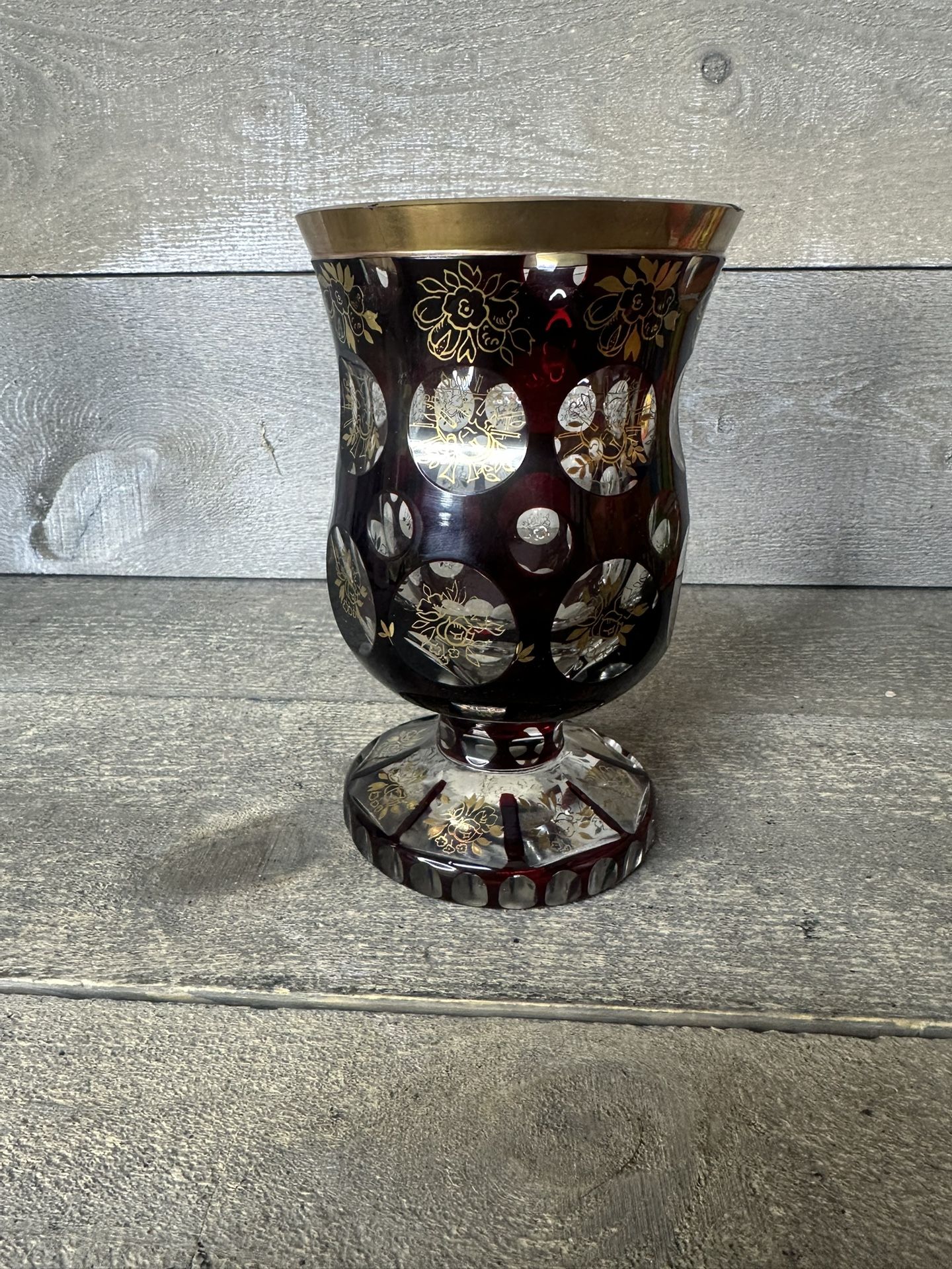 Vintage Ruby Red Gold Cut-to-clear Bohemian Glass Goblet 8" FH Venzia ...