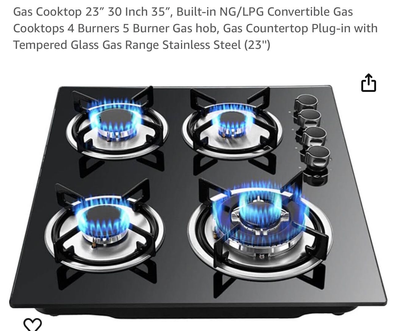 Gas Cooktop 23″ 30 Inch 35″, Built-in NG/LPG Convertible Gas Cooktops 4 ...