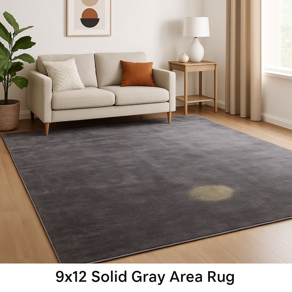 9x12 Reduced – Circle Stain, Solid Gray Area Rug Modern Large Floor Rug ...