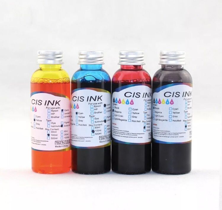 edible ink refill bottles 4×3.5 oz (100 ml each ) CMYK for canon epson and brother printer for ...