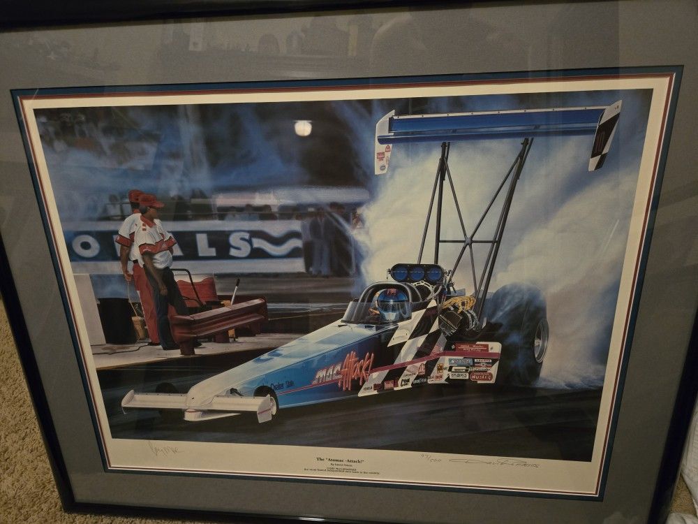 NHRA Framed Limited Edition "The ATOMAC ATTACK" David Carl Peters art ...