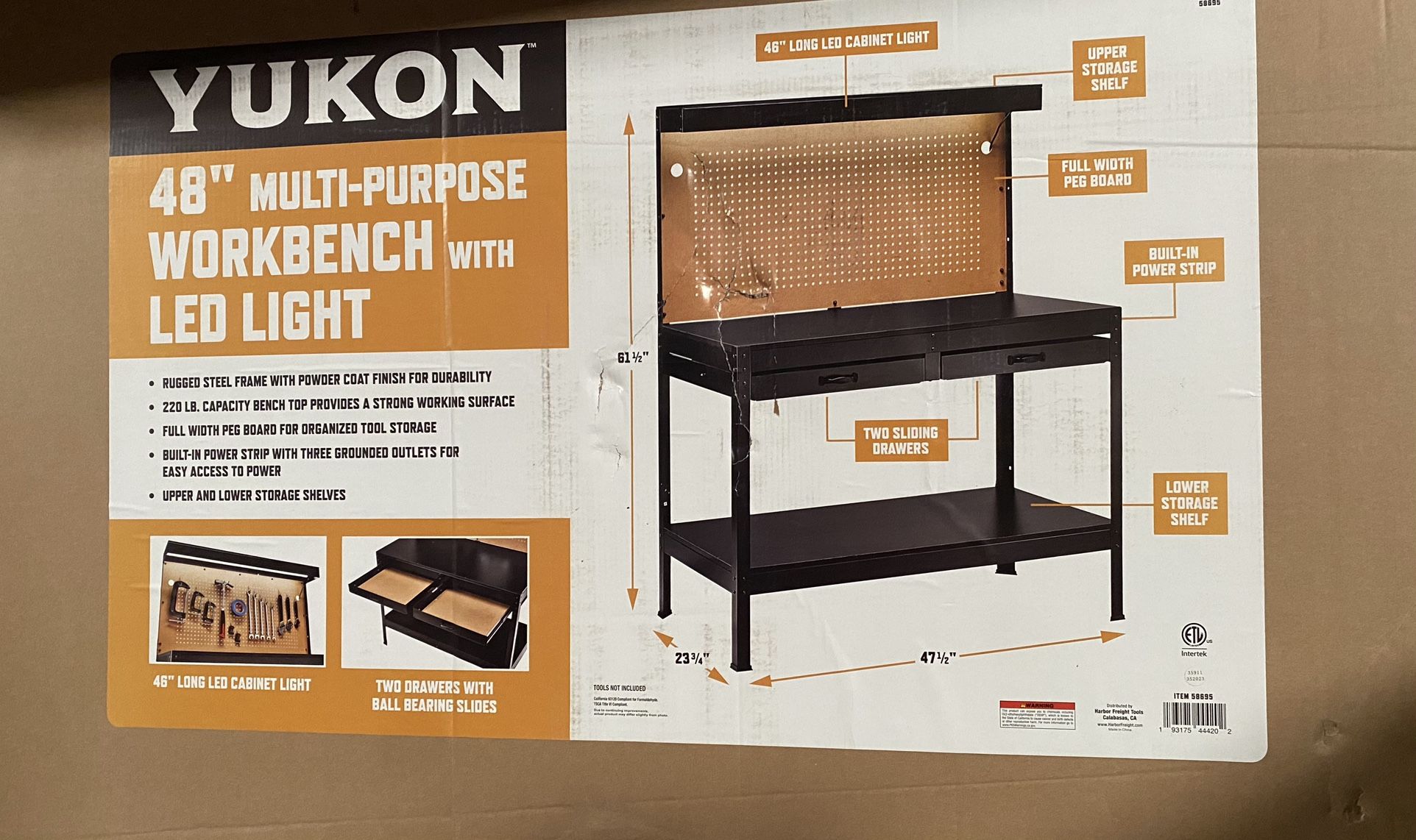 YUKON 48 in. Workbench with Light for Sale in Fontana, CA - OfferUp