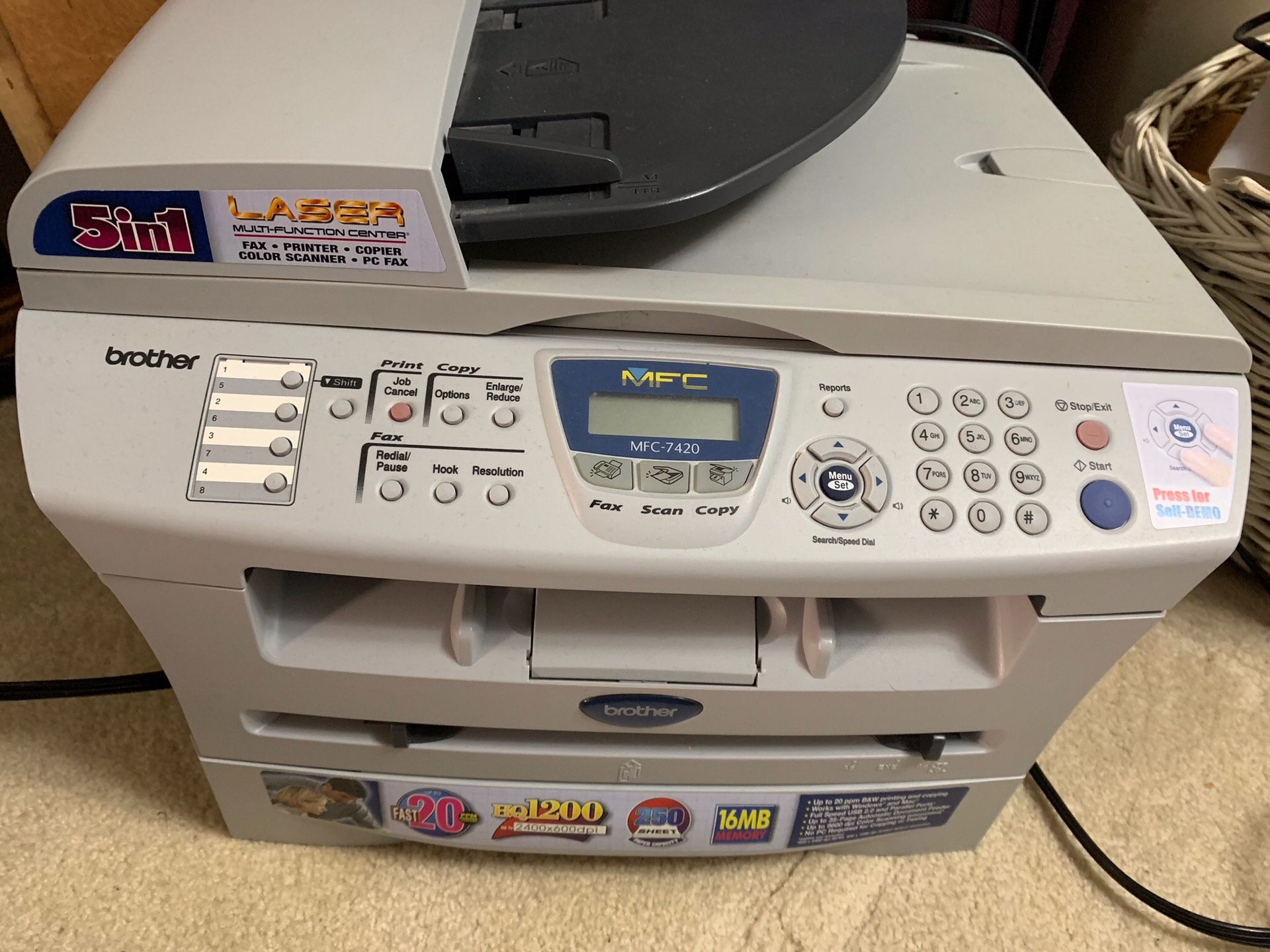 Brother MFC-7420 5in1 Fax, Printer, Copier, Color Scanner, PC Fax ...