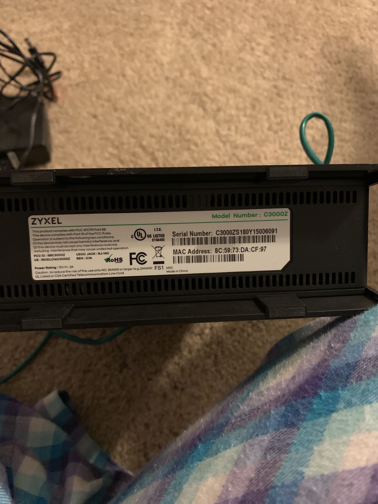 Zyxel C3000Z Modem for Sale in Aurora, CO - OfferUp