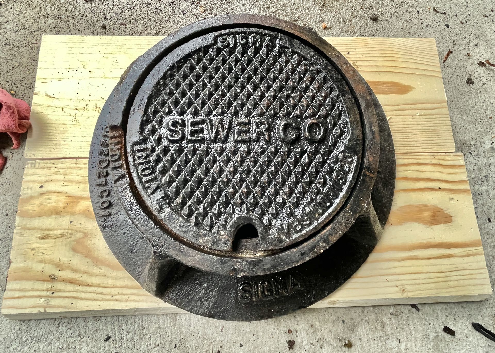 Two 12-inch Cast Iron Sewer Access Covers (India/Sigma) for Sale in ...