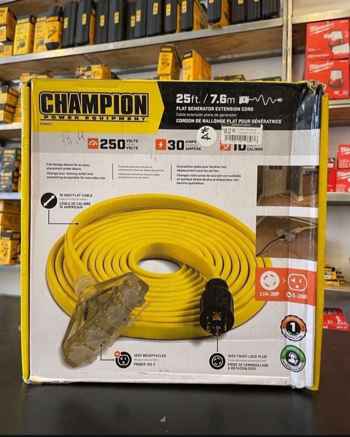 25 fts. 30 Amp 125/250-Volt Fan-Style Flat Generator Extension Cord ...
