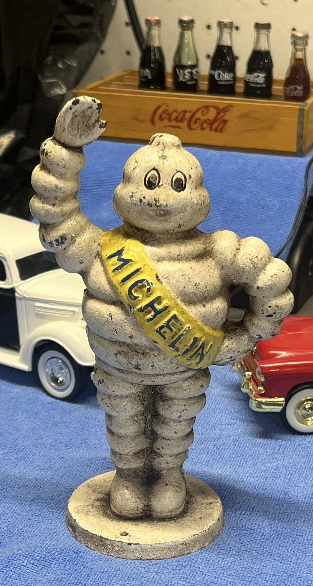 ANTIQUE MICHELIN TIRE MAN PIGGY BANK CAST IRON PROMO FIGURE 1940’s ...
