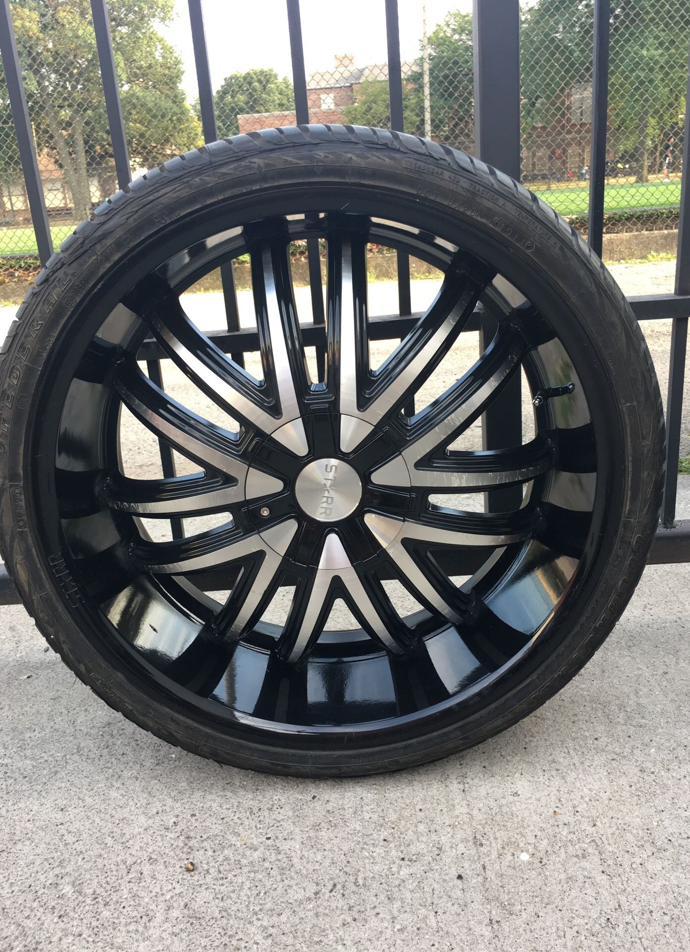22” Black and Silver rims with low profile tires for Sale in Chicago ...