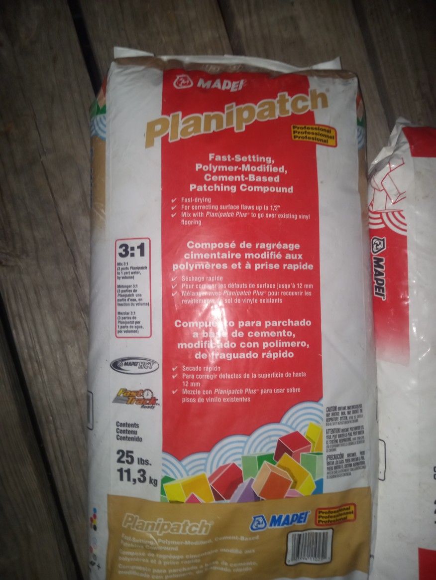 (1) 25 Lb Fast Setting Floor Patch Self Leveling(2)25 Lb Planipsrch ...
