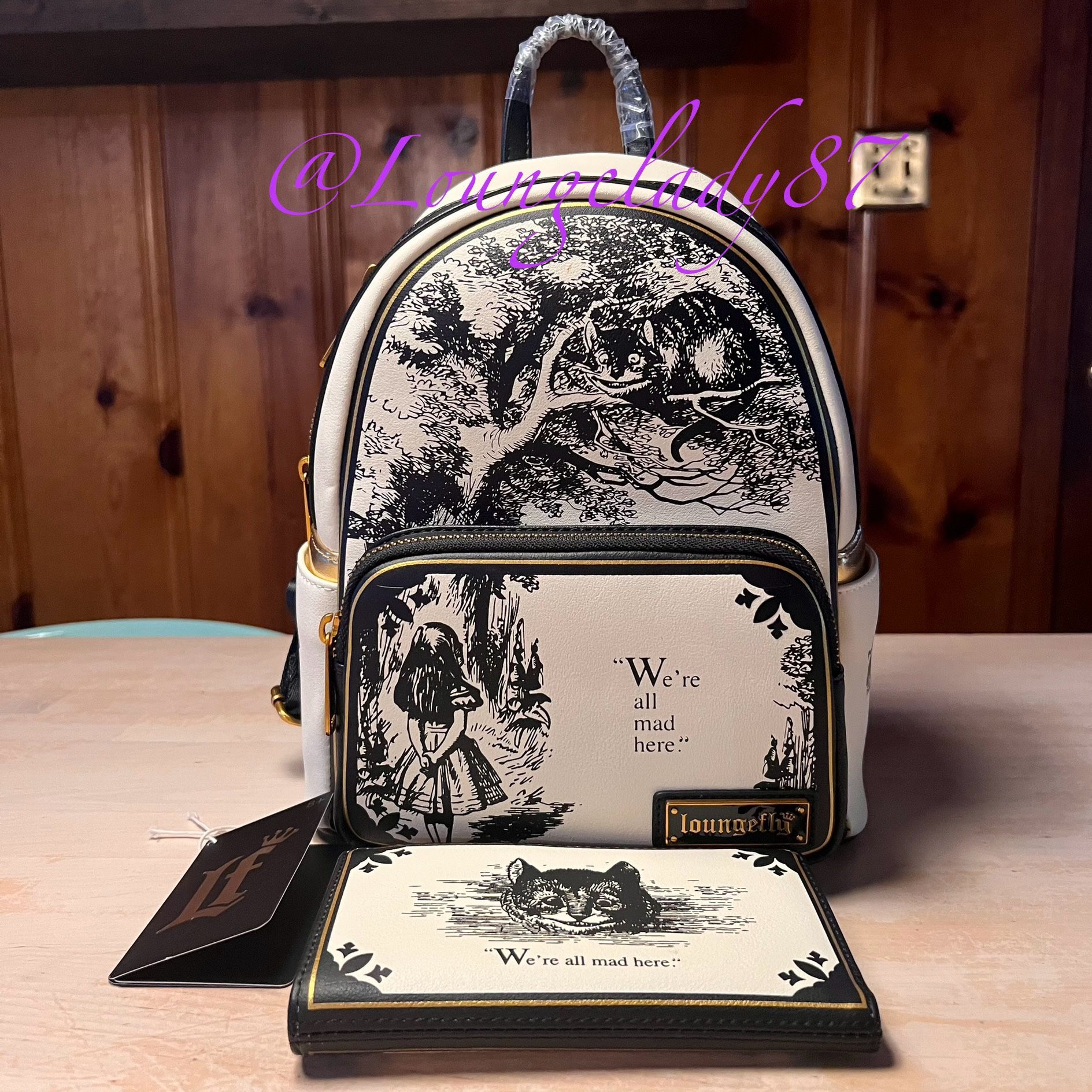 NWT We're All Mad Here Backpack Alice In Wonderland Exclusive Loungefly ...