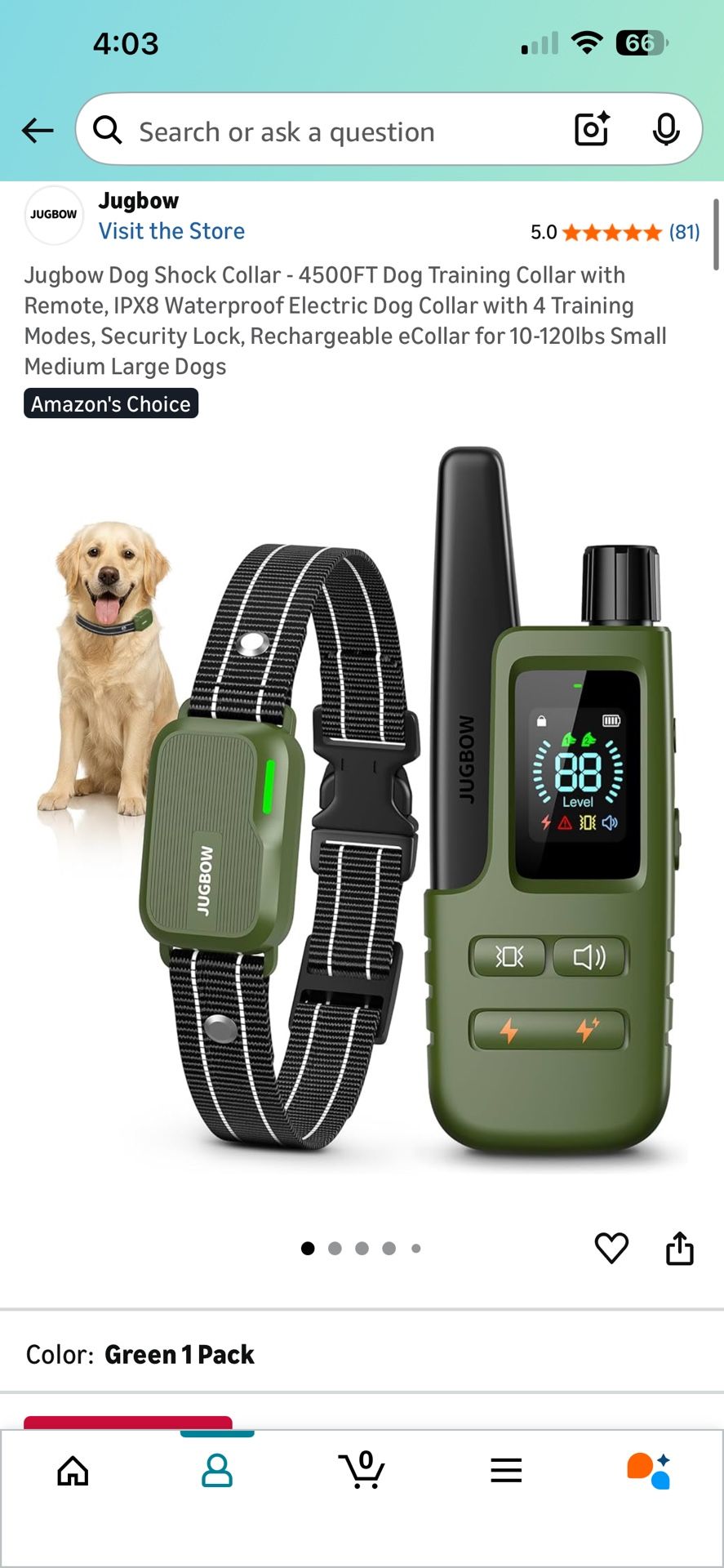 Jugbow Dog Shock Collar - 4500FT Dog Training Collar with Remote, IPX8 ...