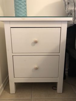 IKEA Hemnes White Nightstand with Glass Top for Sale in San Diego CA OfferUp