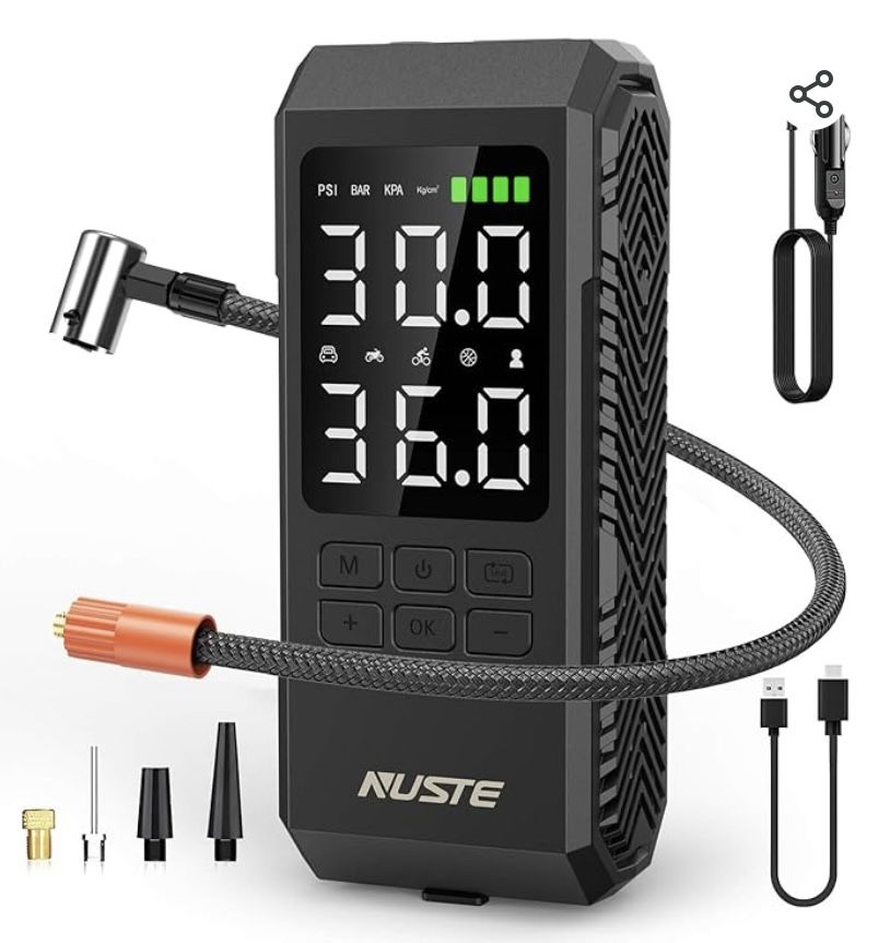 Tire Inflator Portable Air Compressor, 150PSI 25000mAh POWER BANK ...