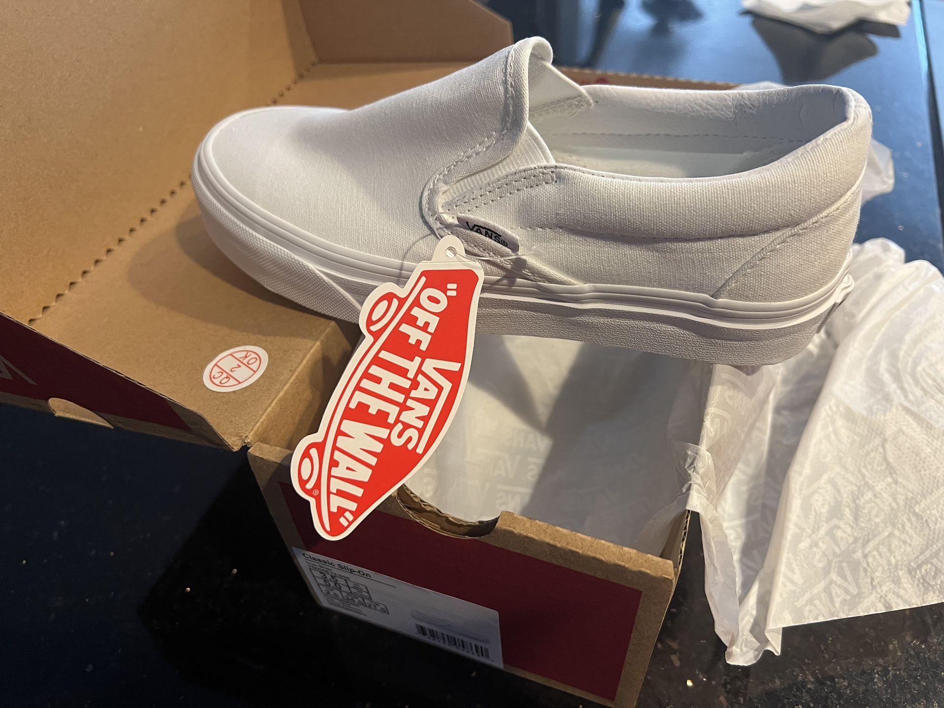 Vans Classic Slip-On Shoes - True White (NEW!) for Sale in Brandon, FL ...