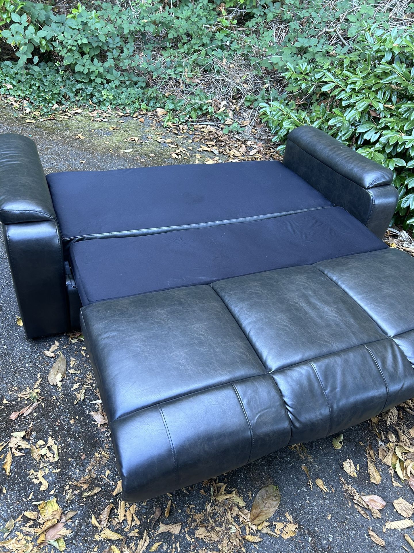 Compact Black Leather ish Couch / Hide A Bed Sofa for Sale in Lynnwood ...