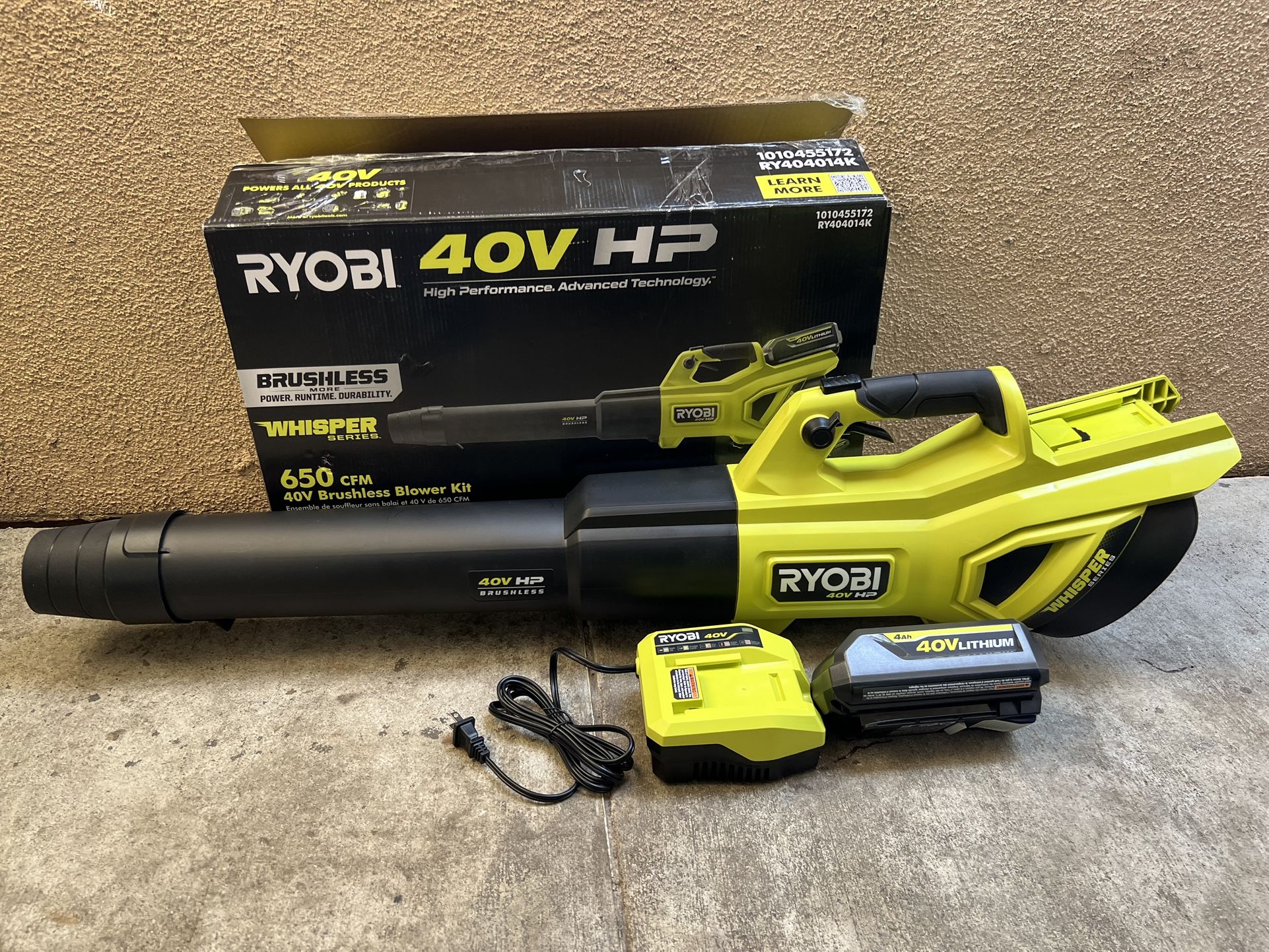 RYOBI 40V HP Brushless Whisper Series 160 MPH 650 CFM Cordless Battery ...