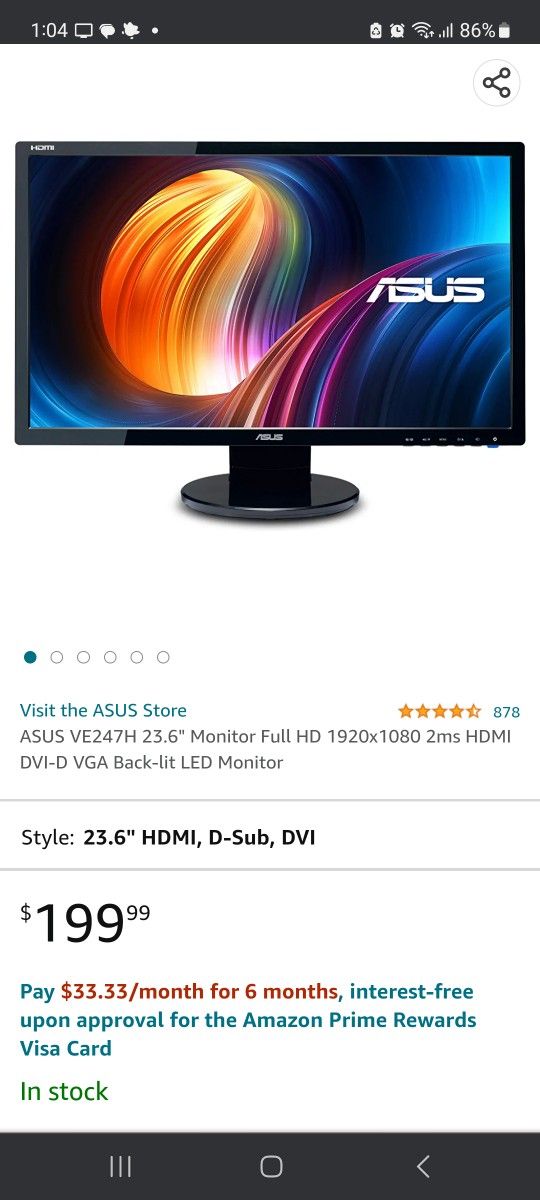 Asus VE247 23.6 " LCD Monitor for Sale in Unm, NM - OfferUp