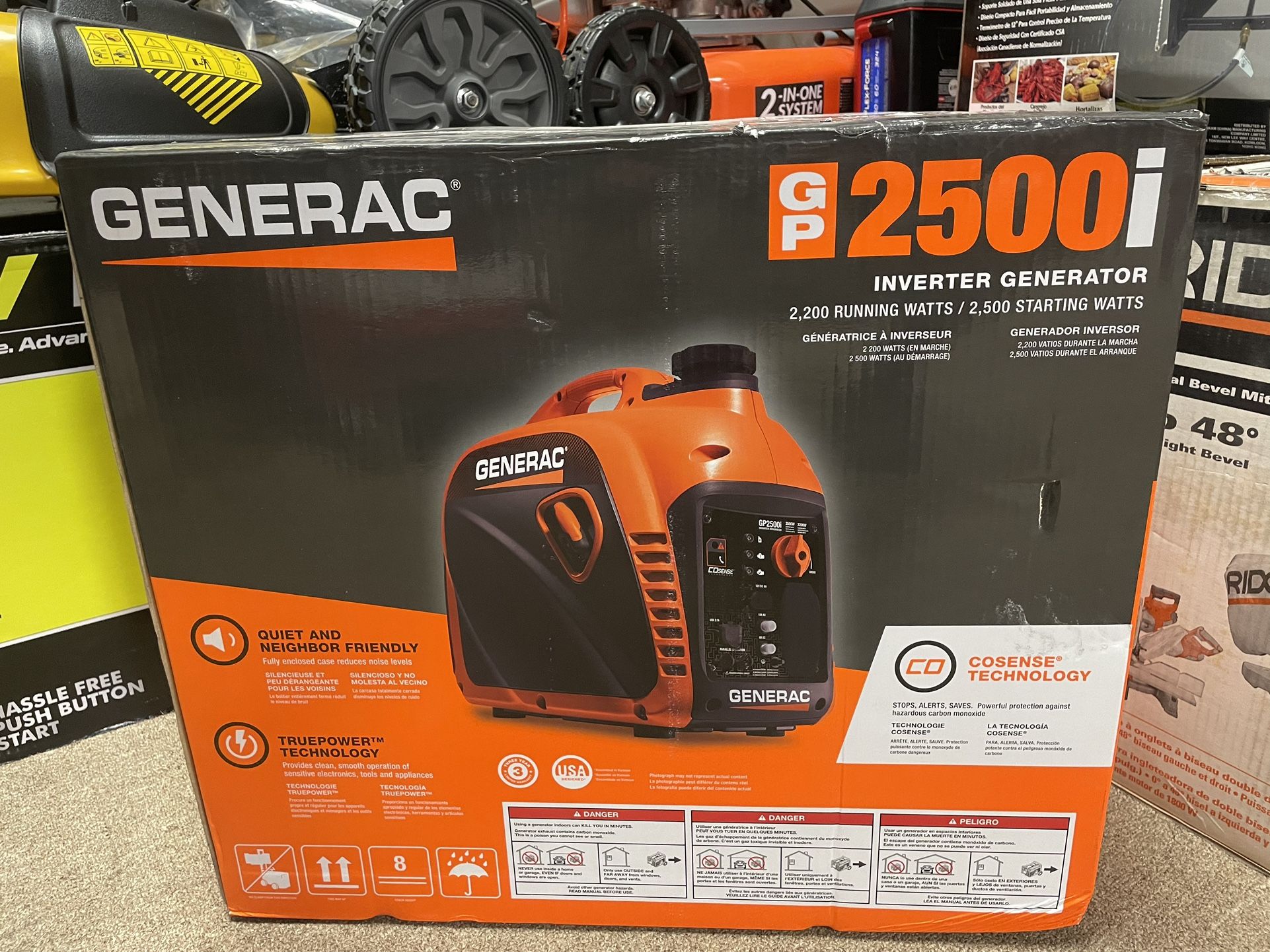 Generac 2500-Watt Recoil Gas Inverter Generator with COSense for Sale ...