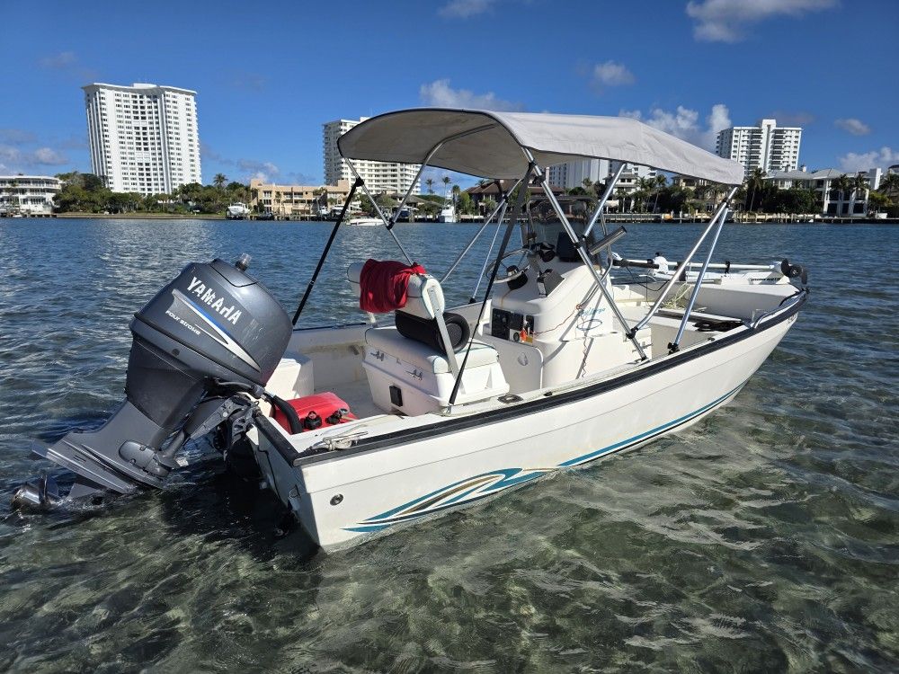 2008 Key Largo Yamaha 4 Stroke Flats Boat 16 Ft Bimini Low Hours for ...