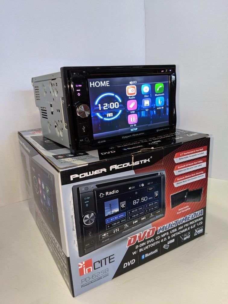 Power Acoustik Double Din Car Stereo With 6.2 Detachable Touchscreen ...