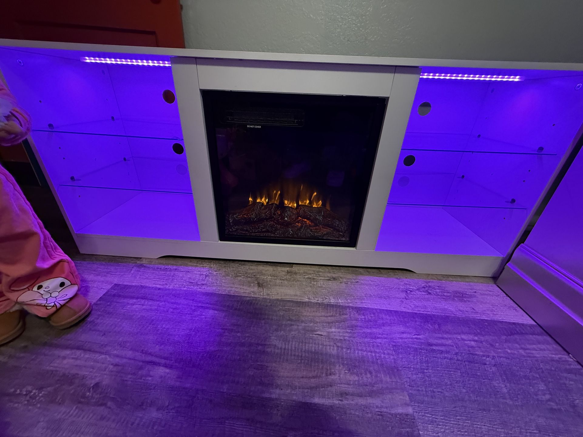 Tv Stand With Led Lights And Heater/fireplace for Sale in Houston, TX ...