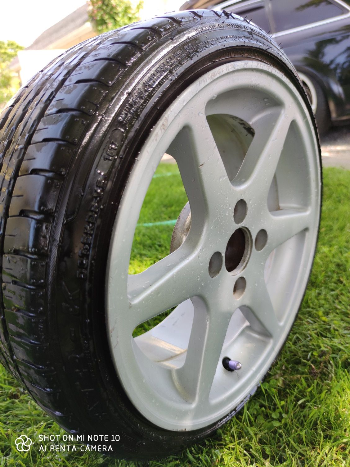 15x7 4x100 KWC Borbet C style six star rims & stretched tires mk1, mk2 ...
