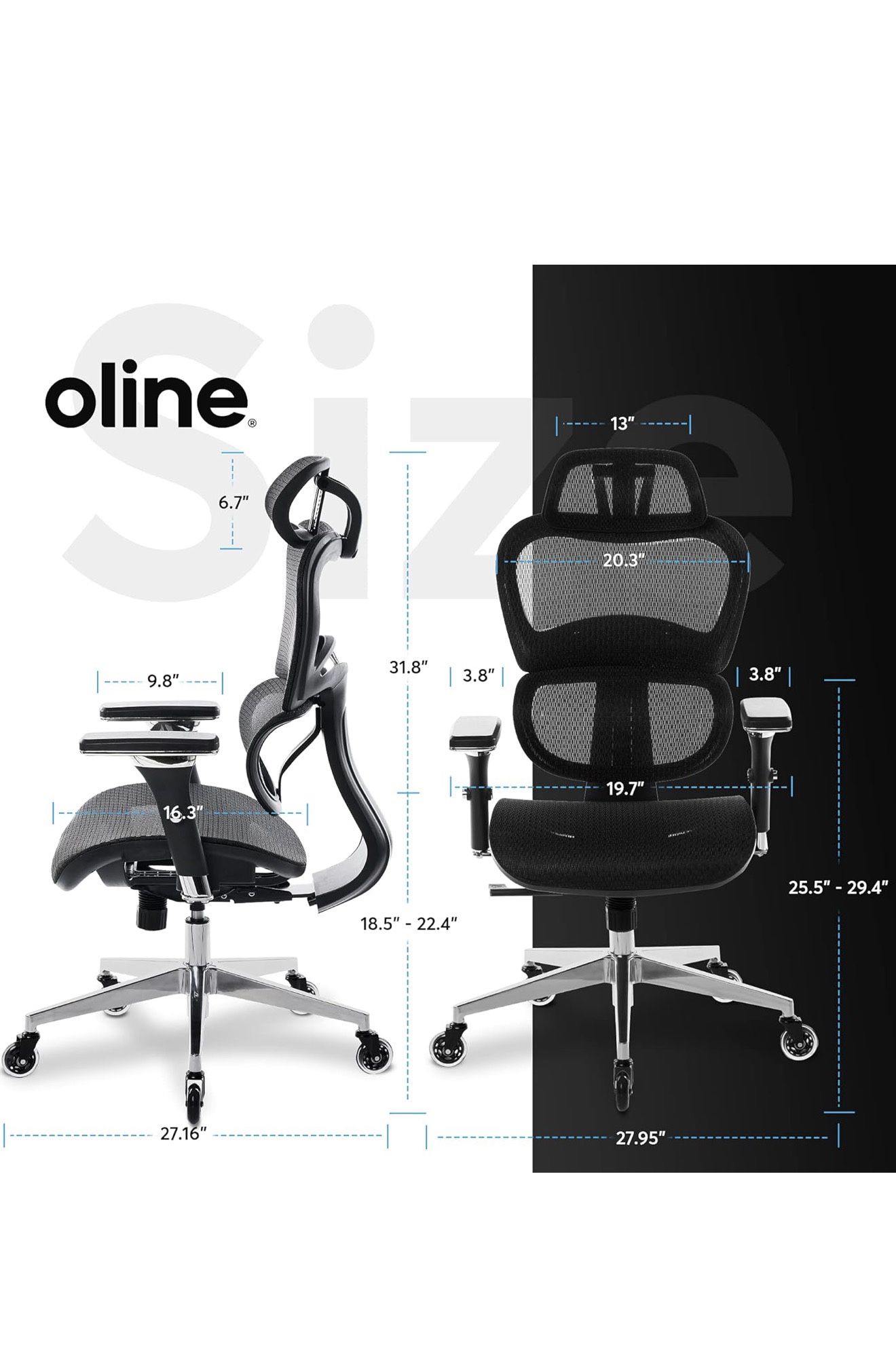 Oline ErgoPro Ergonomic Office Chair, Rolling Desk Chair with 4D ...