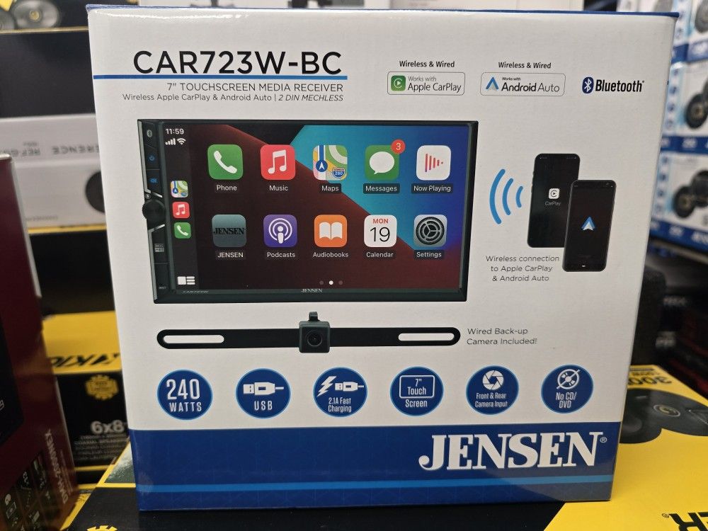 Jensen 7" Applecarplay Android Auto Wireless Wirh Backup Camera for ...