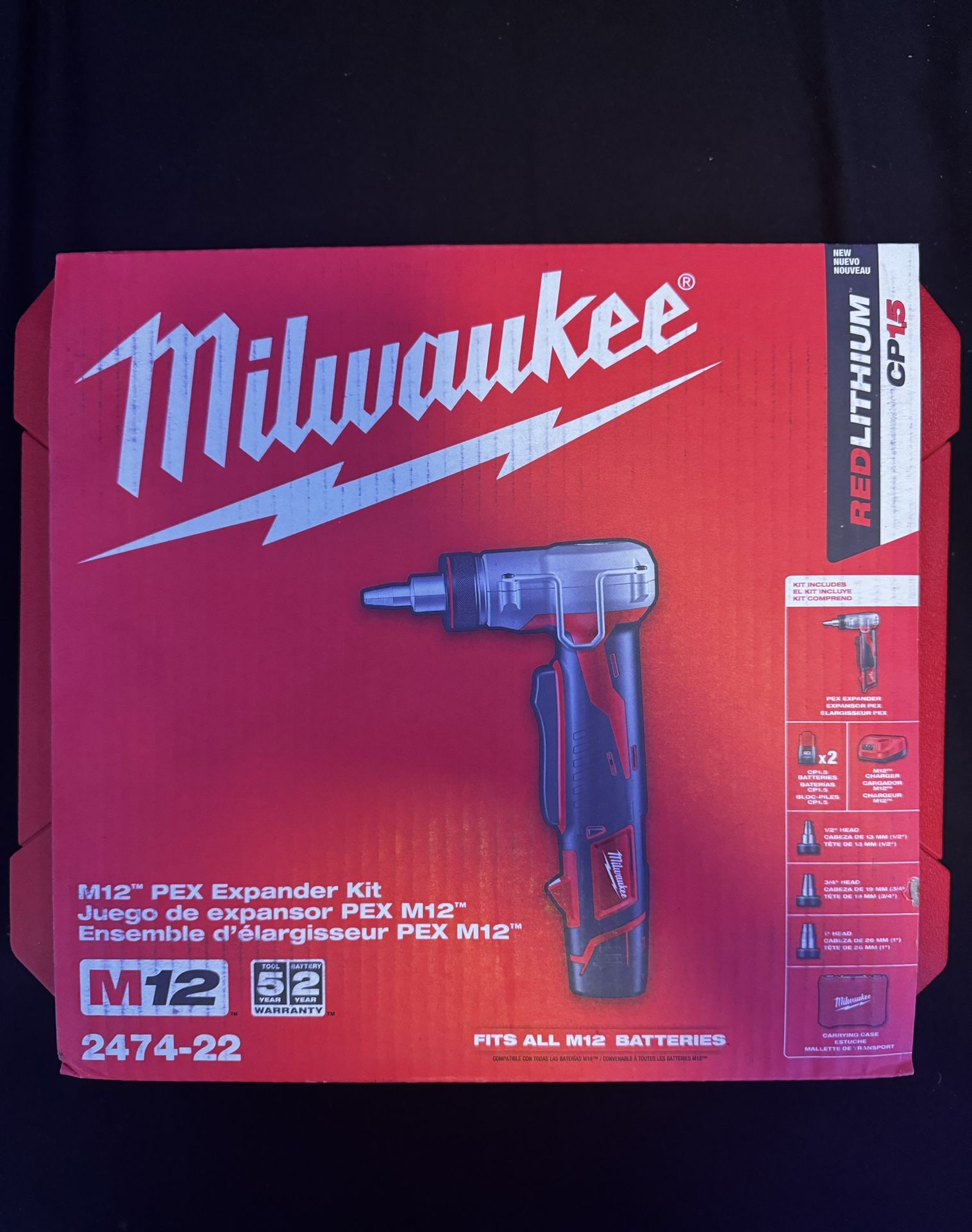 Milwaukee M12 Lithium-Ion Cordless PEX Expansion Tool Kit with (2) 1.5 ...
