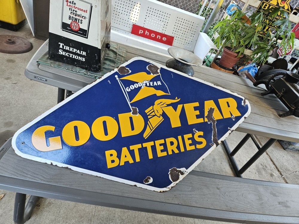 Vintage Porcelain Goodyear Batteries Sign for Sale in Riverside, CA ...