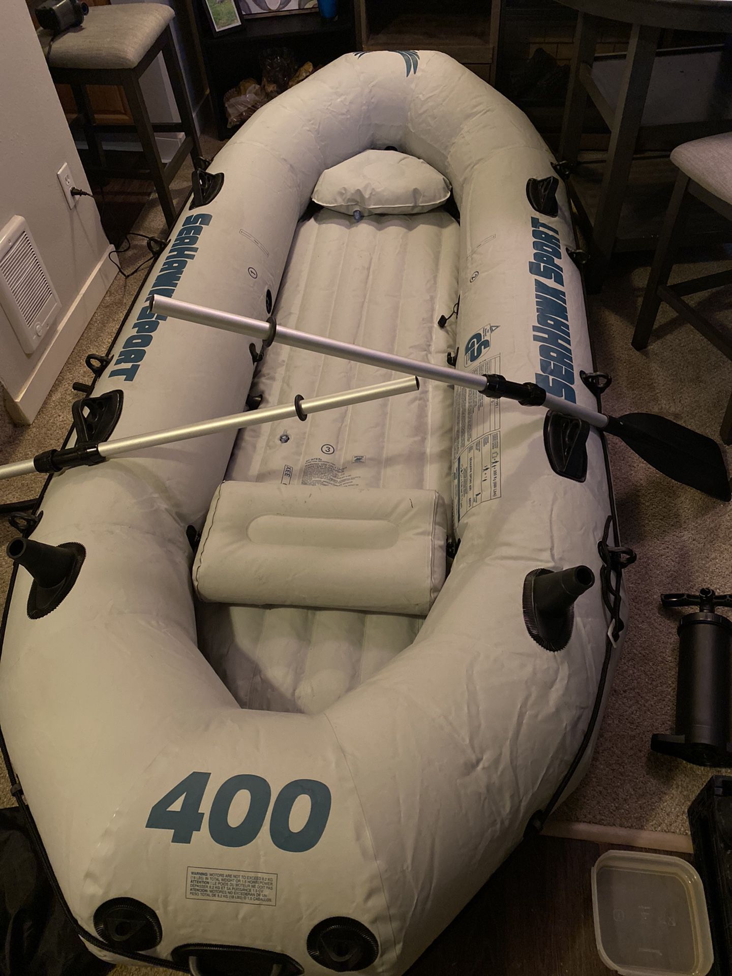 Navy Blue And Grey Seahawks Sport 400 Boat With Oars $300 OBO for Sale ...