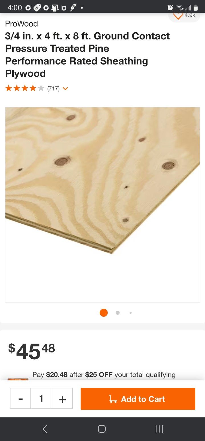 Plywood Pressure Treated Pine 4x8 1/2",3/4" for Sale in San Antonio, TX ...