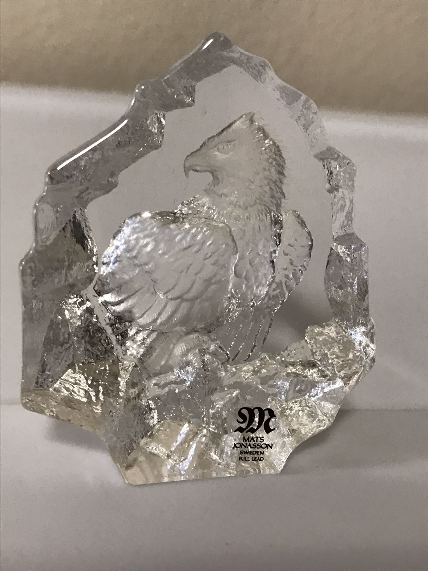 Full Lead Crystal Eagle By Mats Jonásson Fine Details Solid Crystal