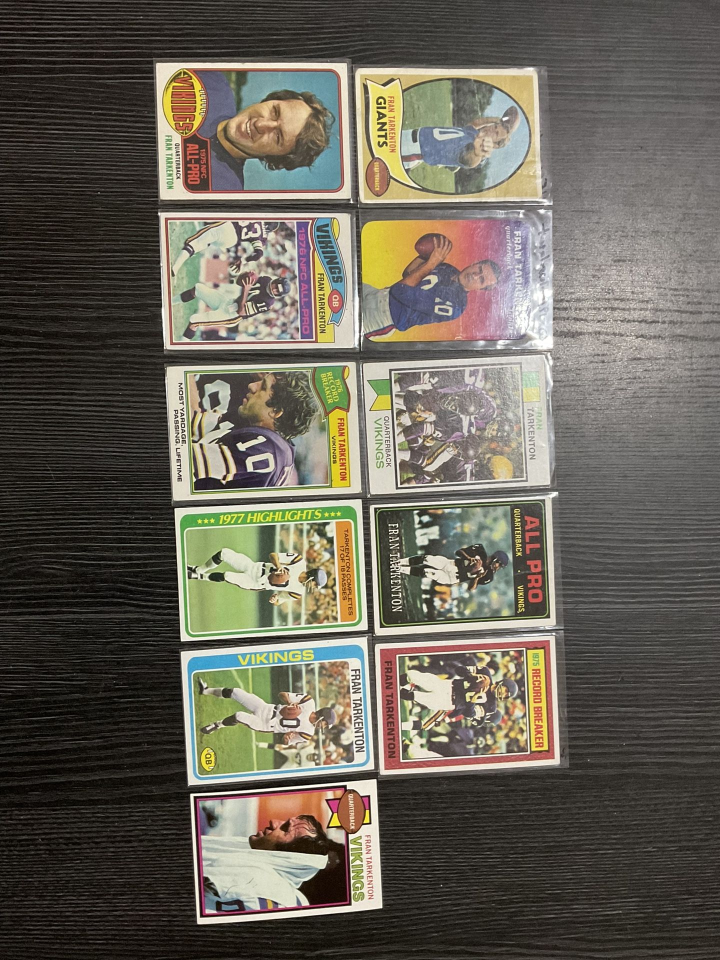 11 Fran Tarkenton Vintage Football Cards 1970 To 1979 Minnesota Vikings ...