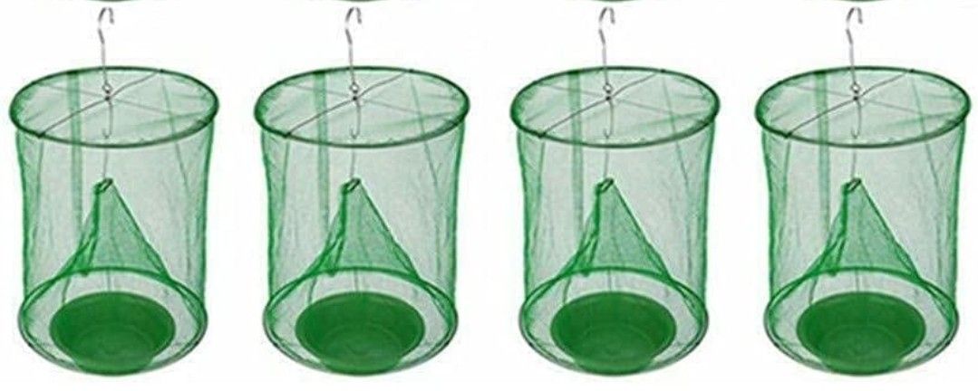 Ranch Fly Trap with Bait Tray 4 Pack Outdoor Hanging Reusable Stable ...