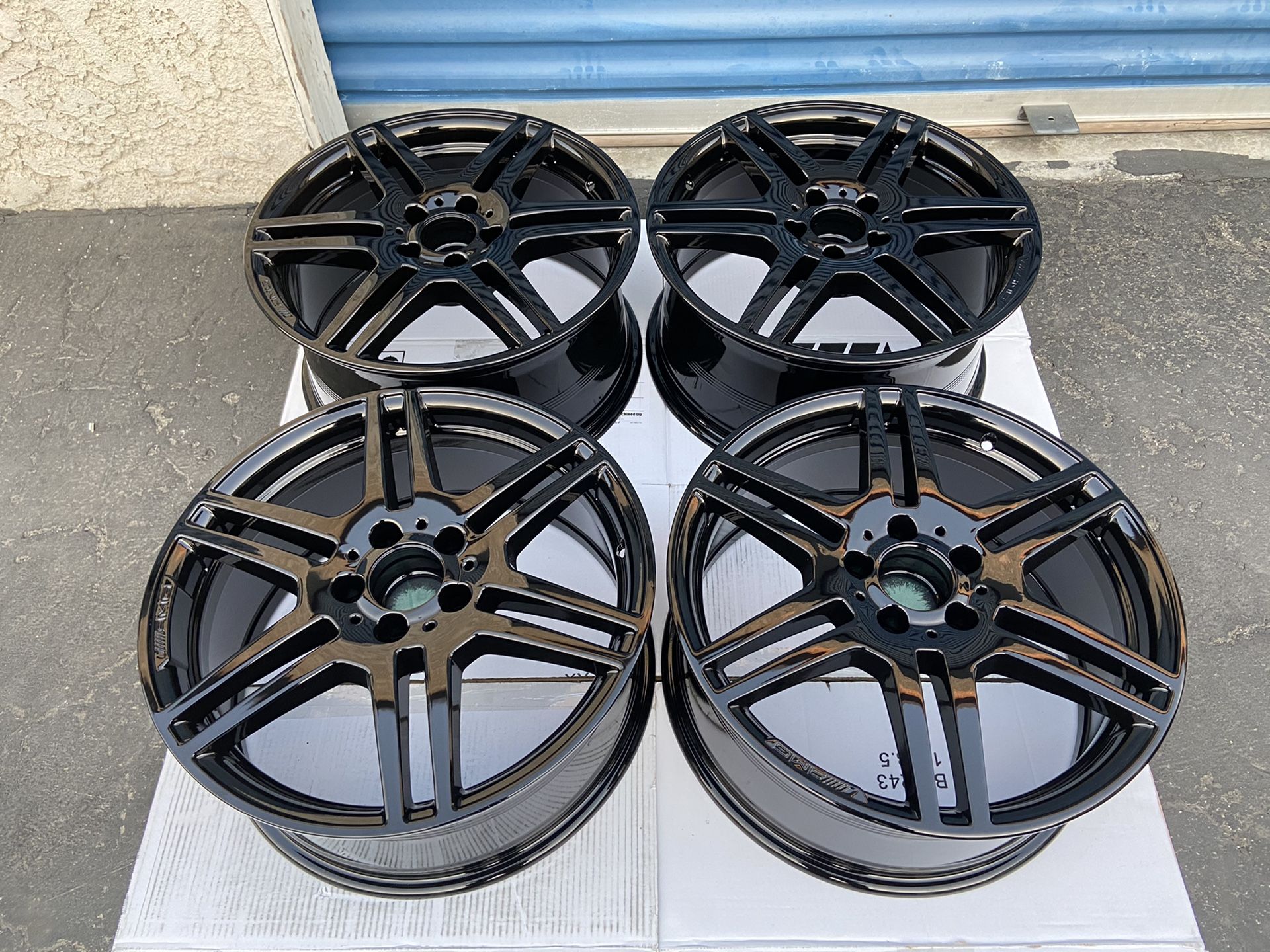 New 18 inch merecedes AMG wheels rims oem stock factory staggered black ...