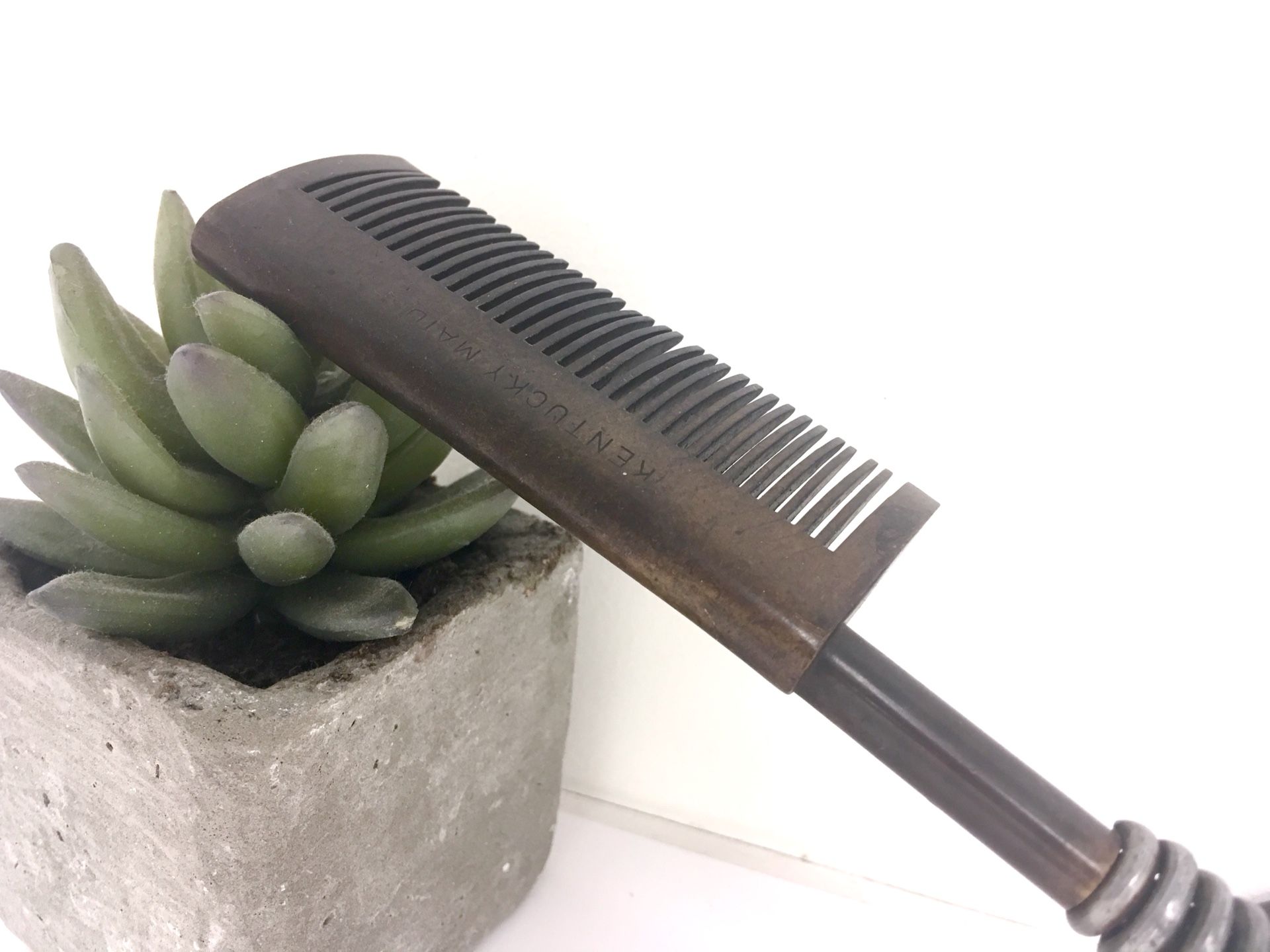 Antique Pressing Comb Made By Kentucky Maid, Brass Steel